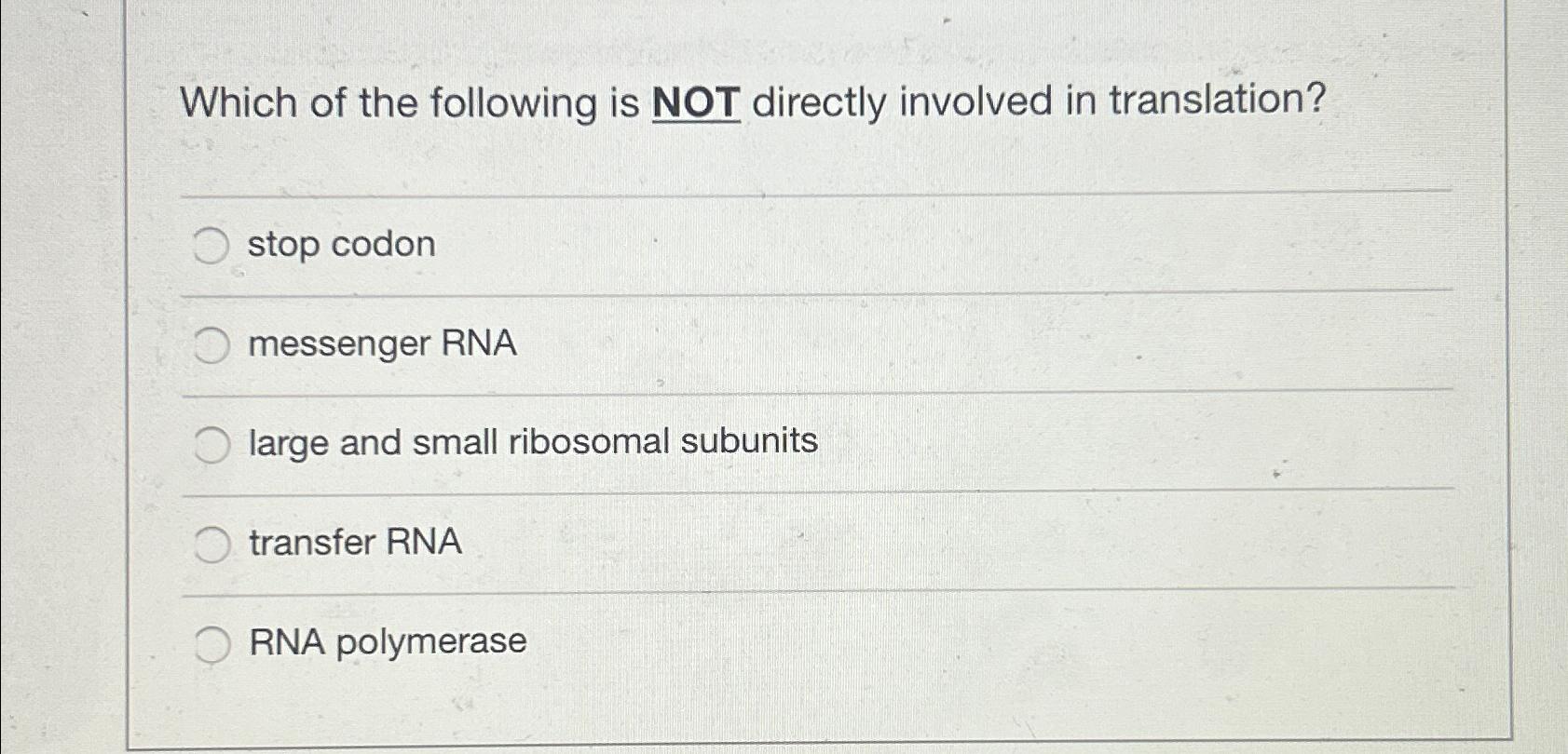 Solved Which of the following is NOT directly involved in | Chegg.com