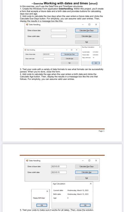 Solved - Exercise Working with dates and times (struct) In | Chegg.com