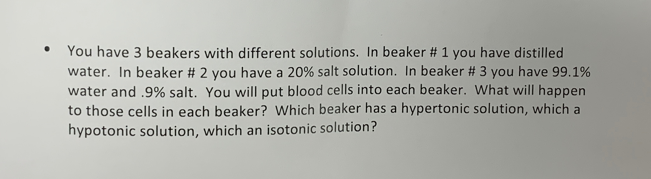 Solved You have 3 ﻿beakers with different solutions. In | Chegg.com