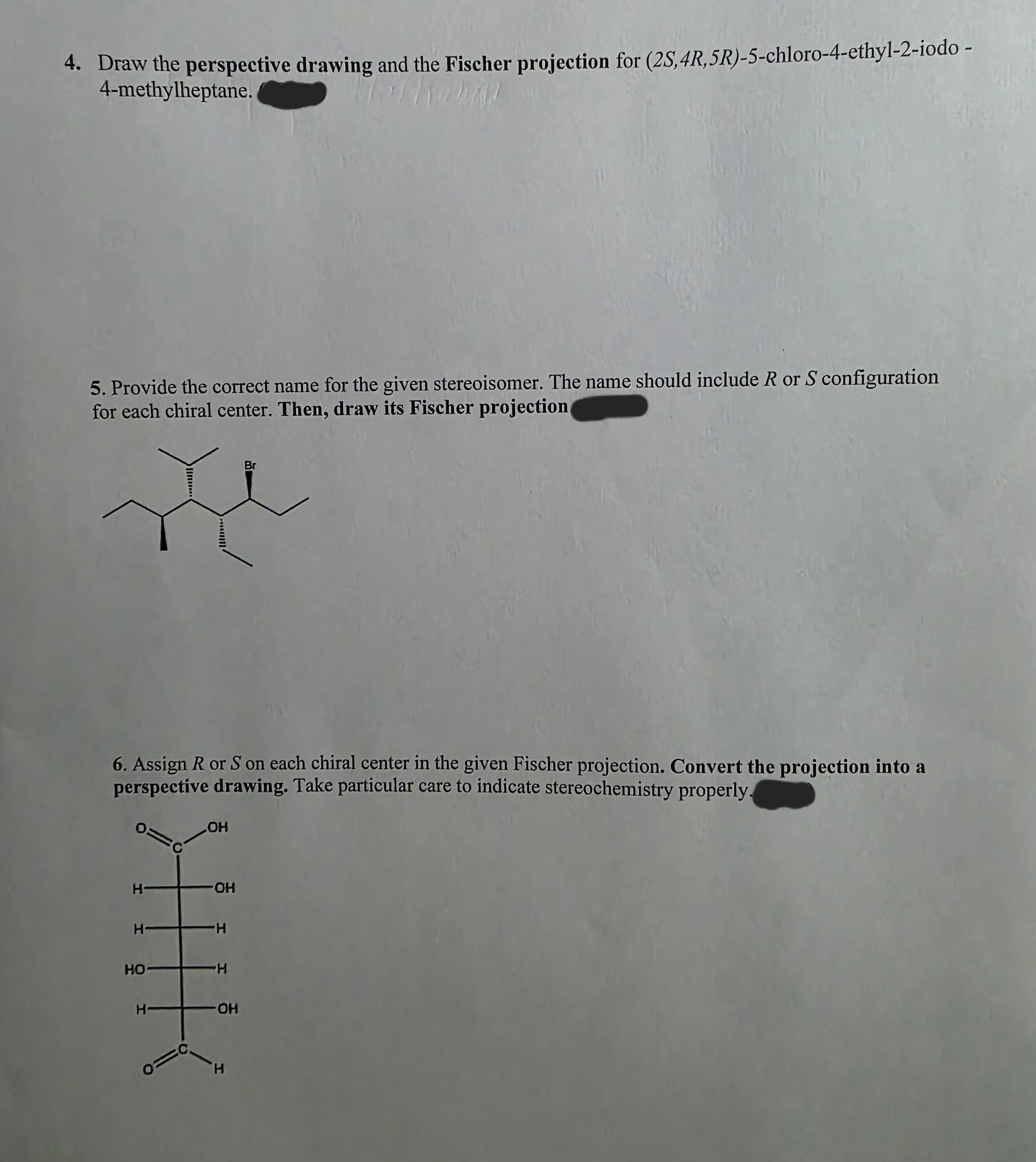 [Solved]: Draw the perspective drawing and the Fischer proje