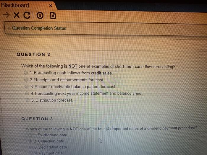 Solved X Blackboard → XCIO 0 В Question Completion Status: | Chegg.com