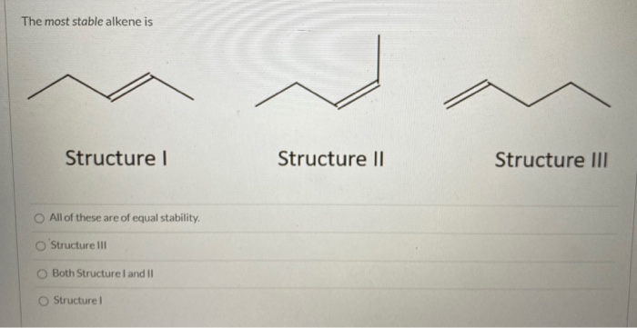Solved The most stable alkene is Structure Structure 11 | Chegg.com