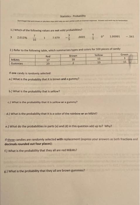 Solved 1.) Which of the following values are not valid | Chegg.com