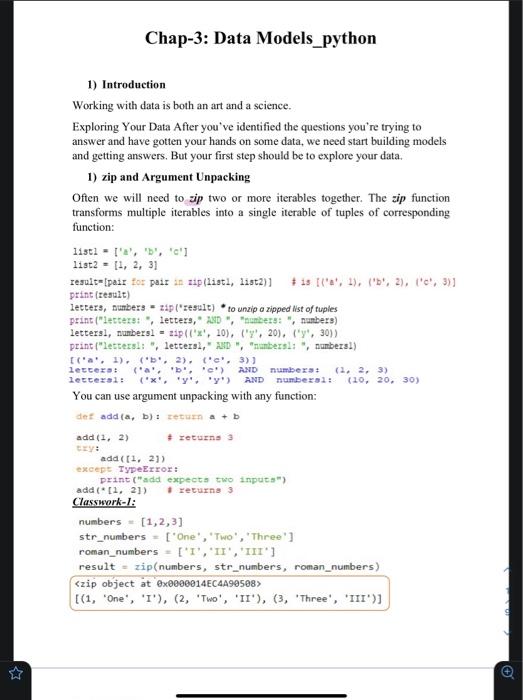 1) Introduction Working with data is both an art and | Chegg.com