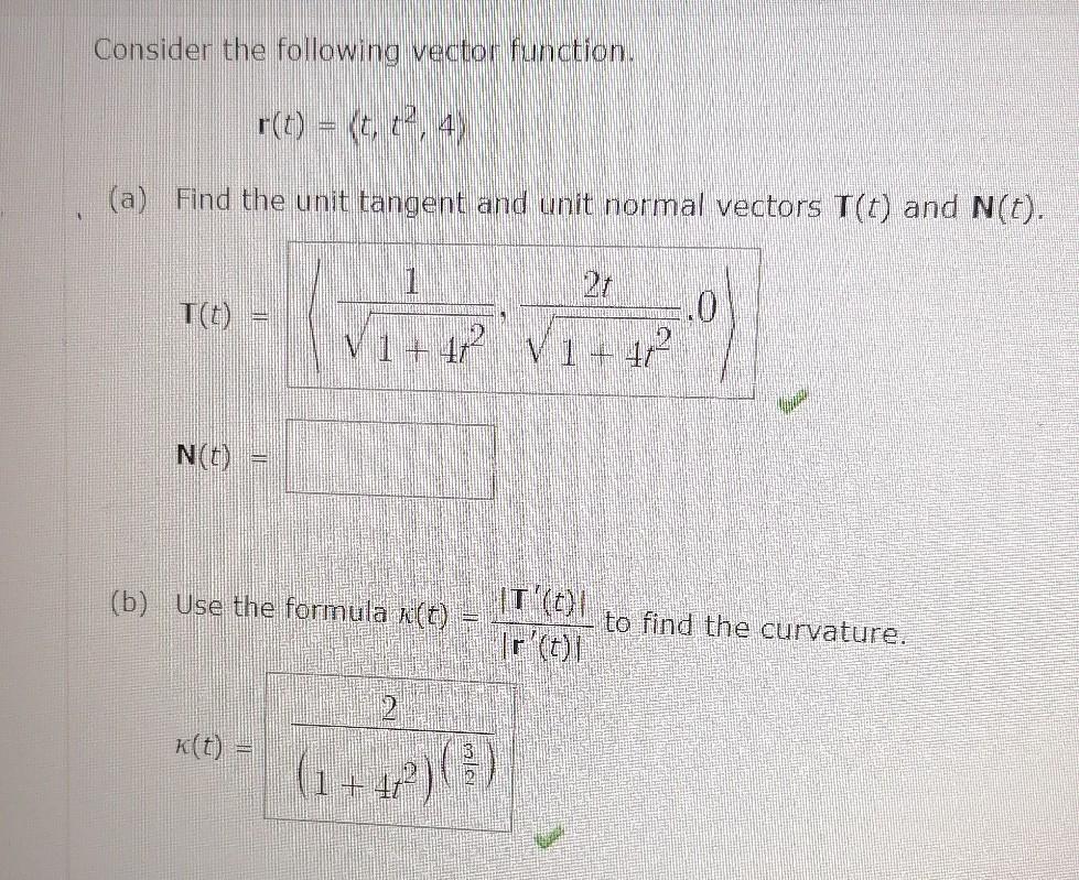 Solved Consider the following vector function. r(t) = (t, | Chegg.com