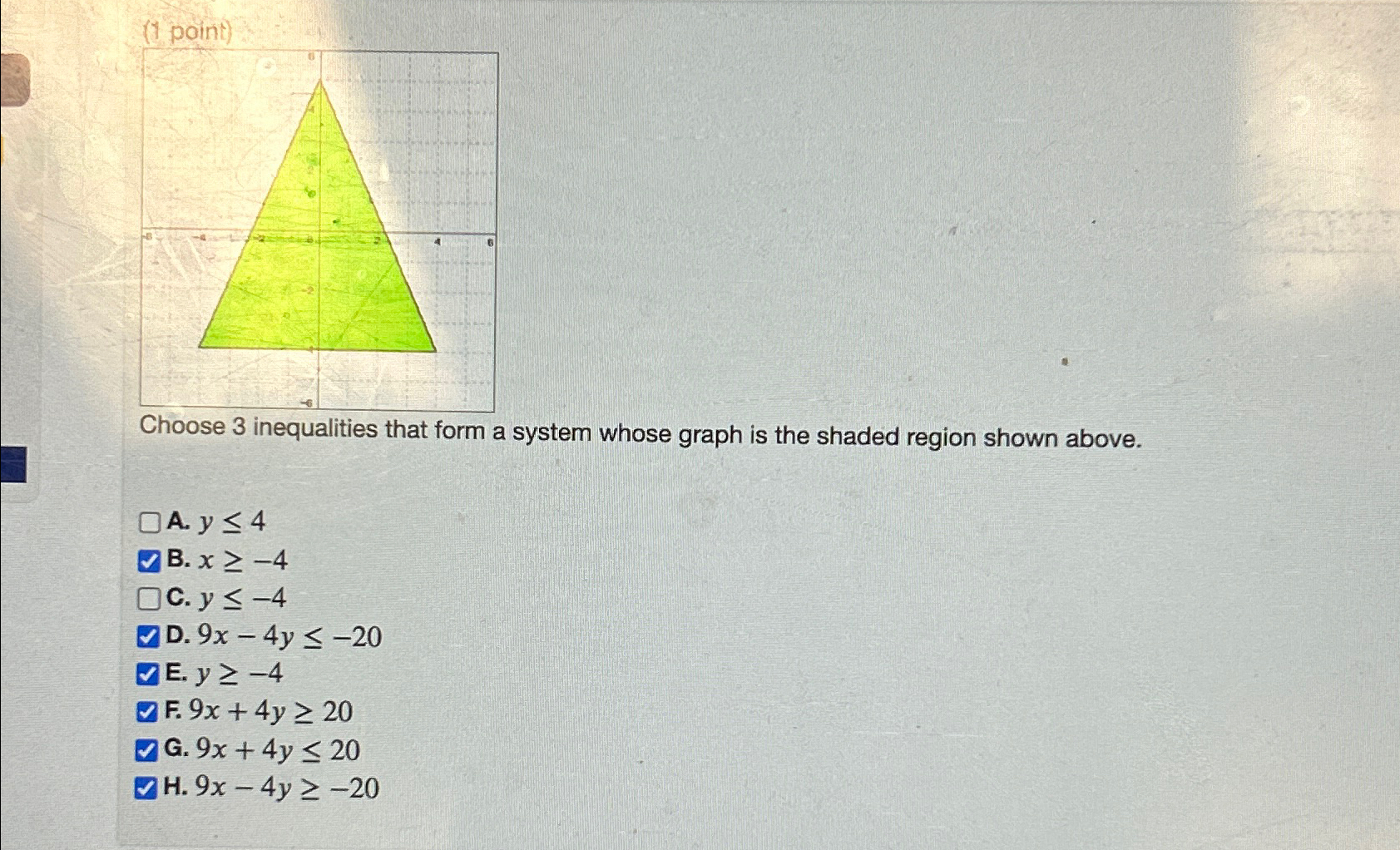 Solved Choose 3 ﻿inequalities that form a system whose graph | Chegg.com