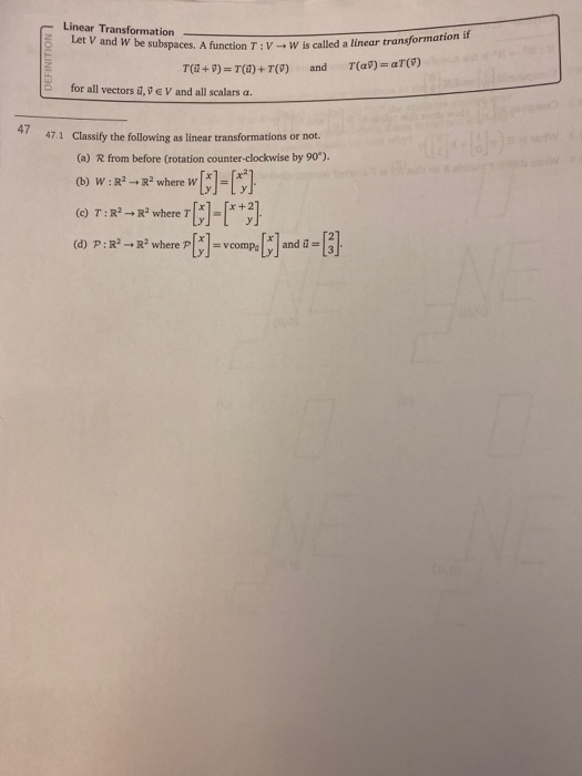 Solved Linear Transformation Let V and W be subspaces. A | Chegg.com