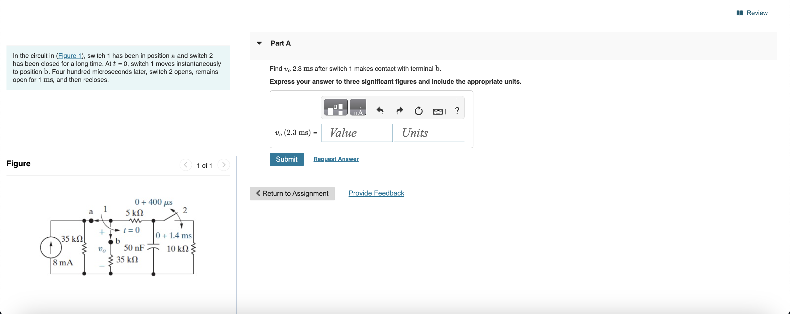 Solved In the circuit in (Figure 1), ﻿switch 1 ﻿has been in | Chegg.com