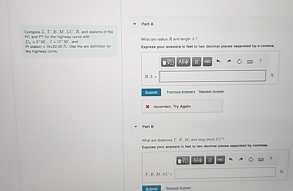 Solved Compute L,T,E,M,LC,R, ﻿and stations of the PC and PT | Chegg.com