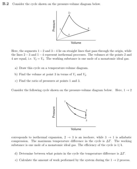 Solved B.2 Consider the cycle shown on the pressure-volume | Chegg.com