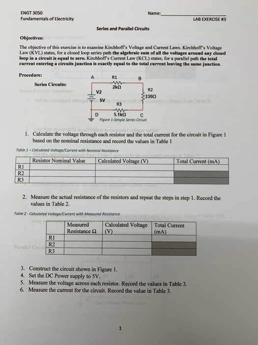 Solved Name: ENGT 3050 Fundamentals of Electricity LAB | Chegg.com