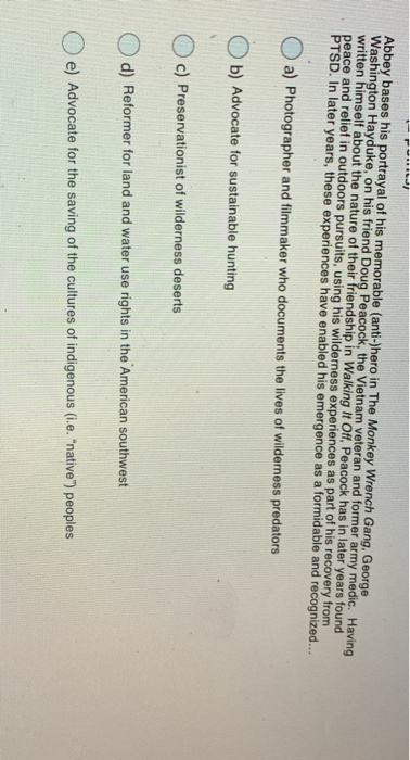 Abbey bases his portrayal of his memorable | Chegg.com