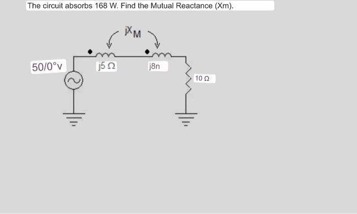Solved The circuit absorbs 168 W. Find the Mutual Reactance | Chegg.com