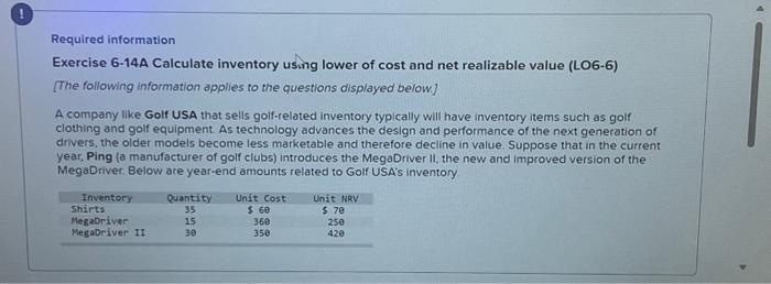 Solved Required information Exercise 6-14A Calculate | Chegg.com