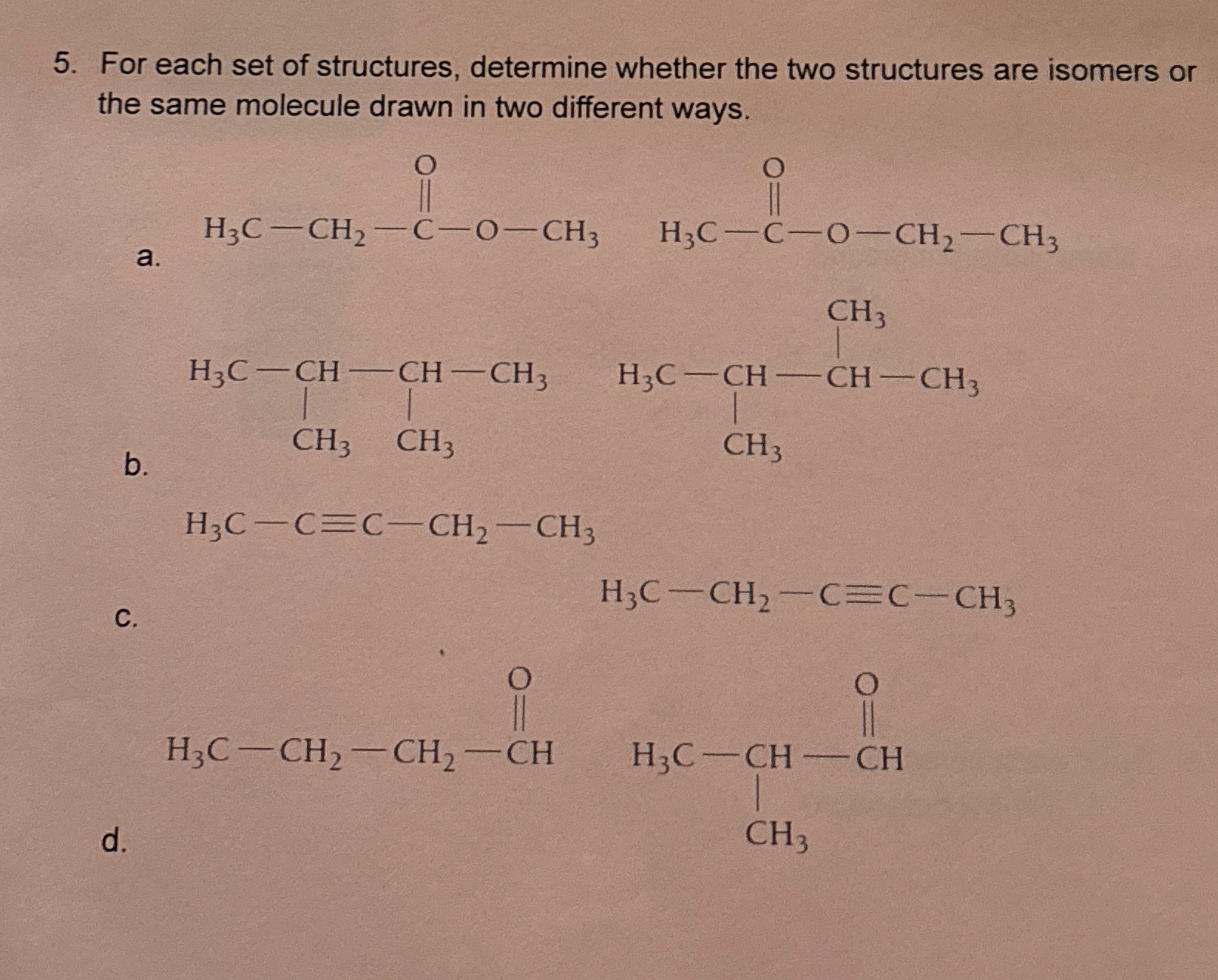Solved For each set of structures, determine whether the two | Chegg.com