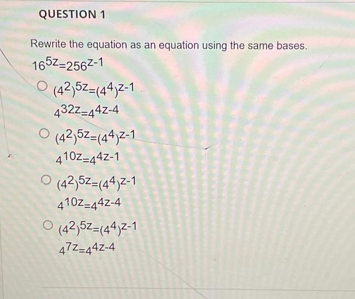 Solved Rewrite the equation as an equation using the same | Chegg.com
