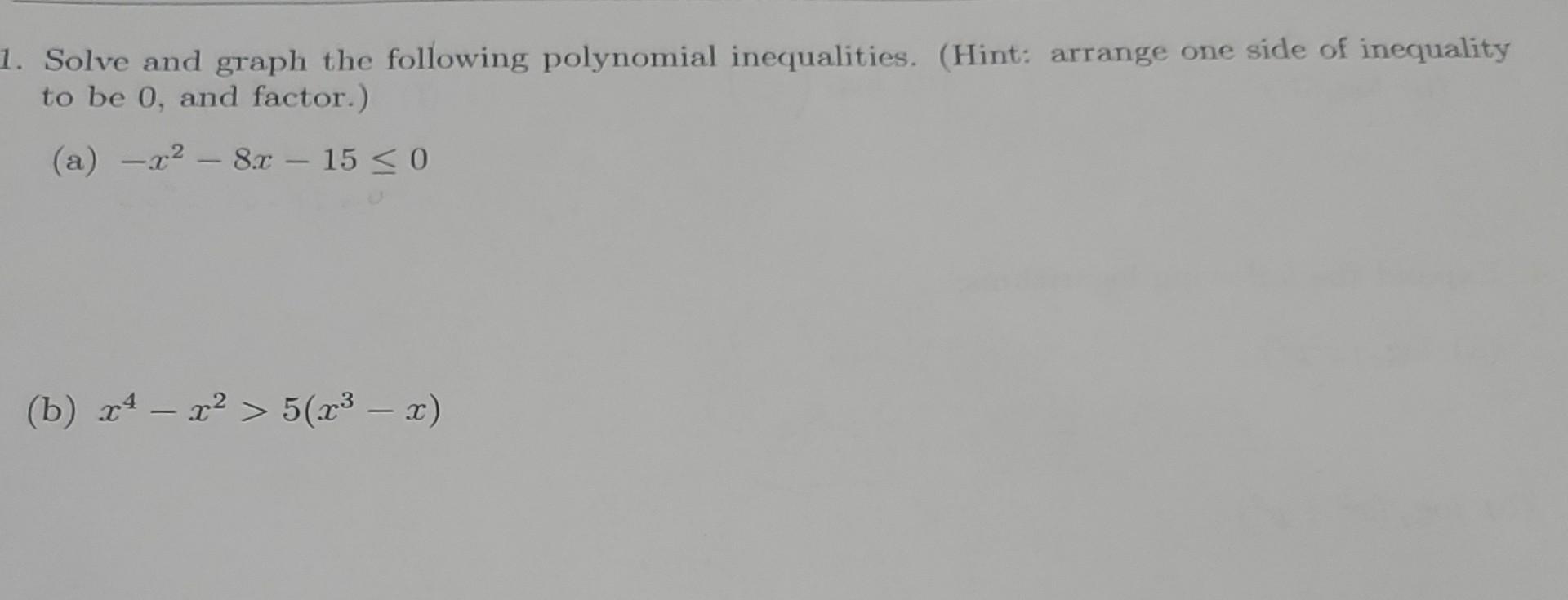 Solved 1. Solve and graph the following polynomial | Chegg.com