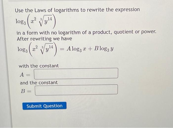Solved Use the Laws of logarithms to rewrite the expression | Chegg.com