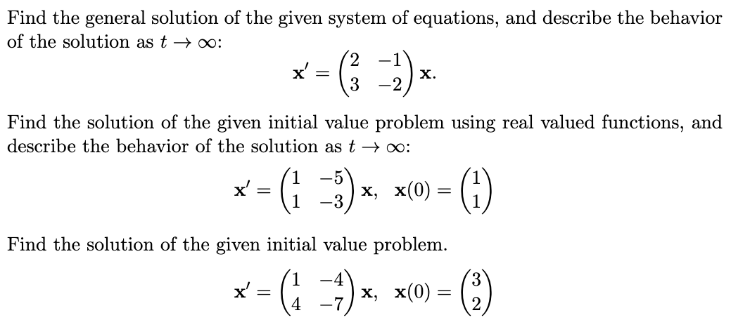 Solved Draw Direction Fields For The General Systems In 1 2