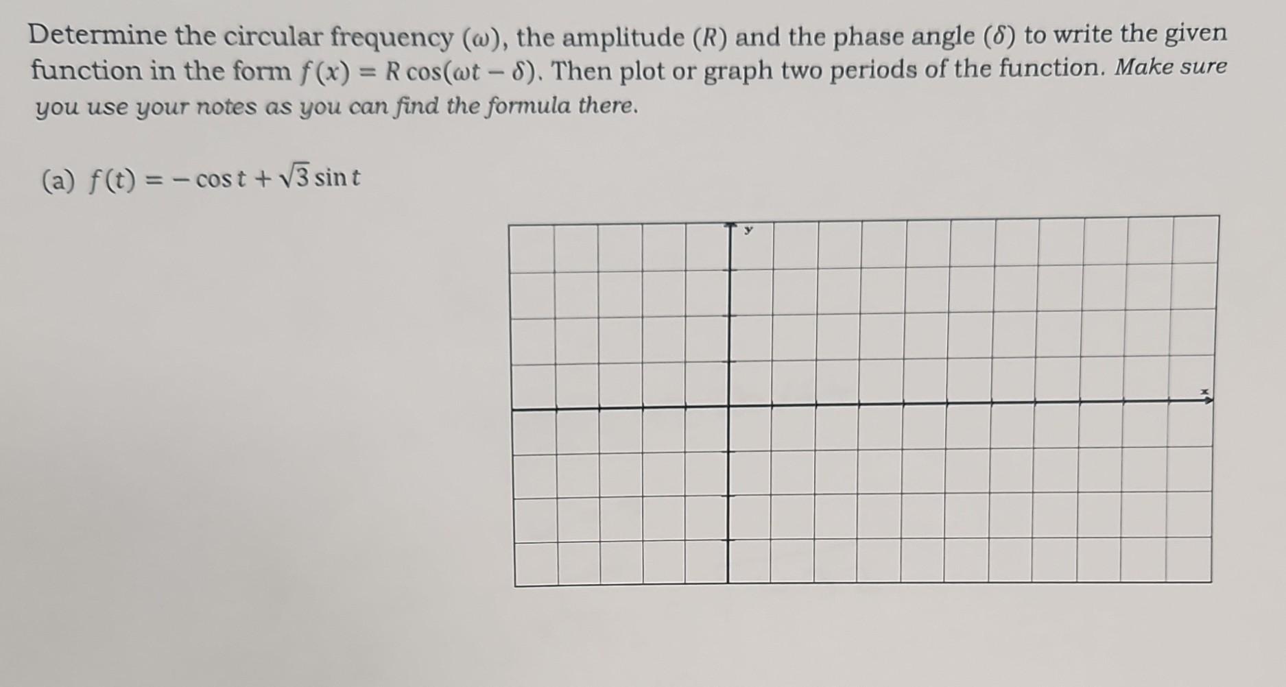 Solved Determine the circular frequency (ω), the amplitude | Chegg.com