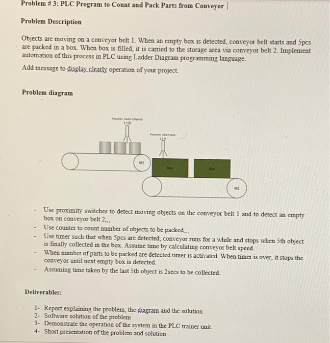 Solved Problem 3 Plc Program To Count And Pack Parts From