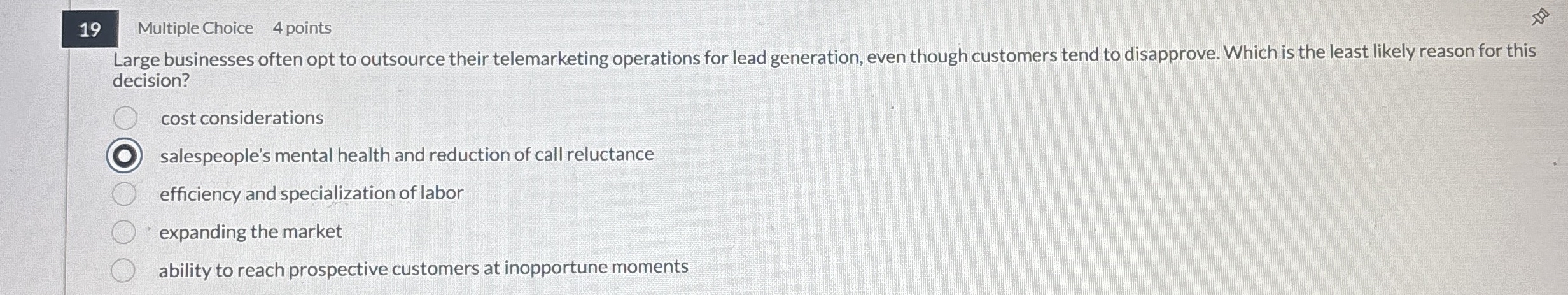 Solved 19Multiple Choice4 ﻿pointsLarge businesses often opt | Chegg.com