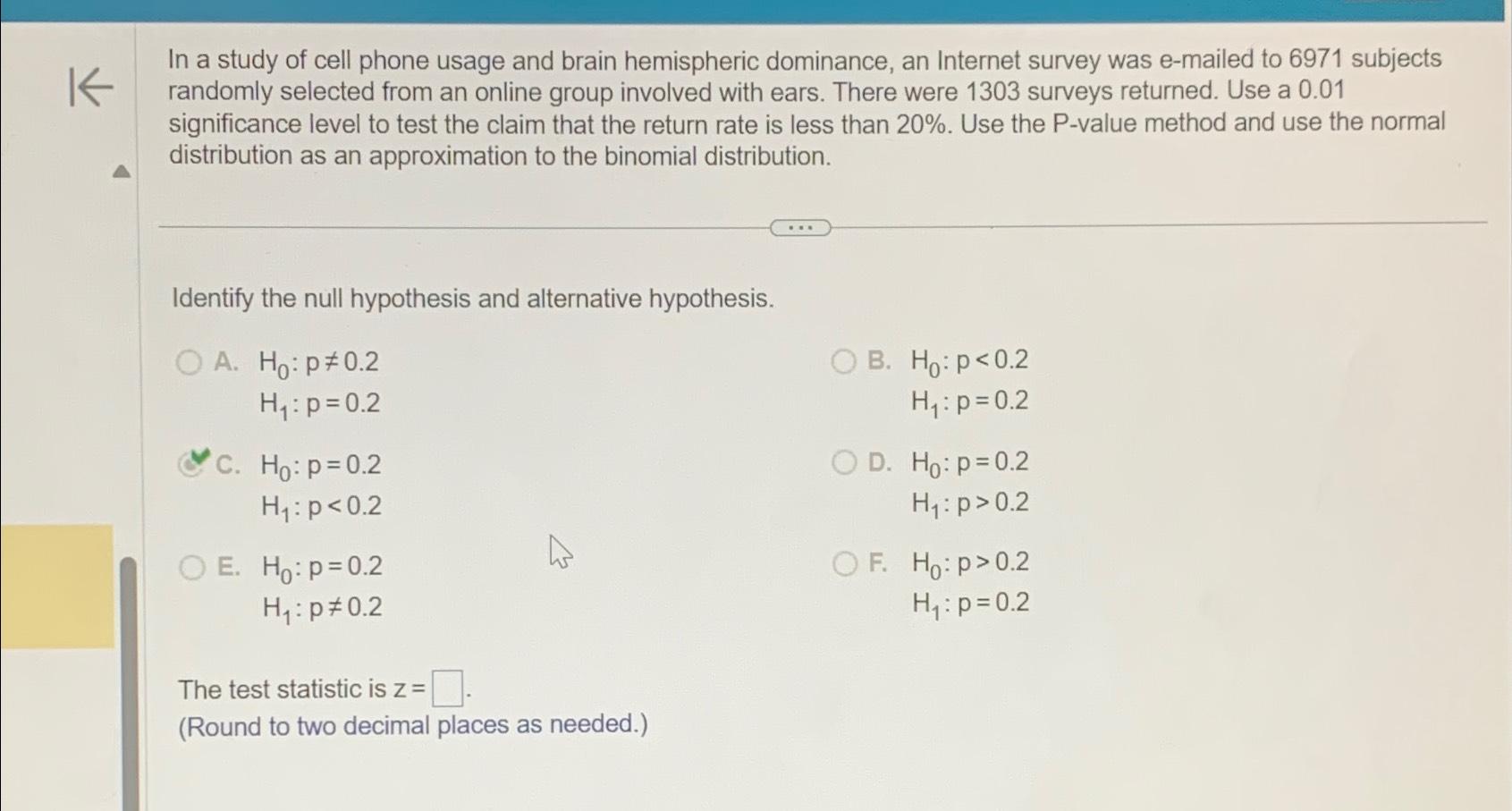 Solved In a study of cell phone usage and brain hemispheric | Chegg.com