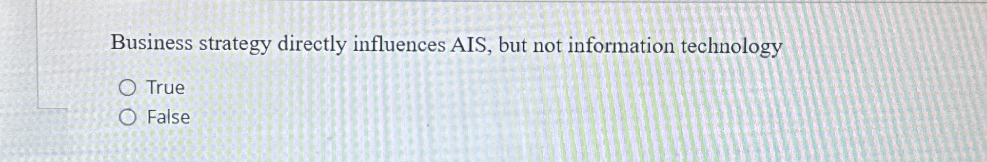 Solved Business strategy directly influences AIS, but not | Chegg.com
