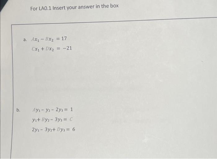Solved For LAO.1 Insert your answer in the box a. Ax₁ - Bx₂ | Chegg.com