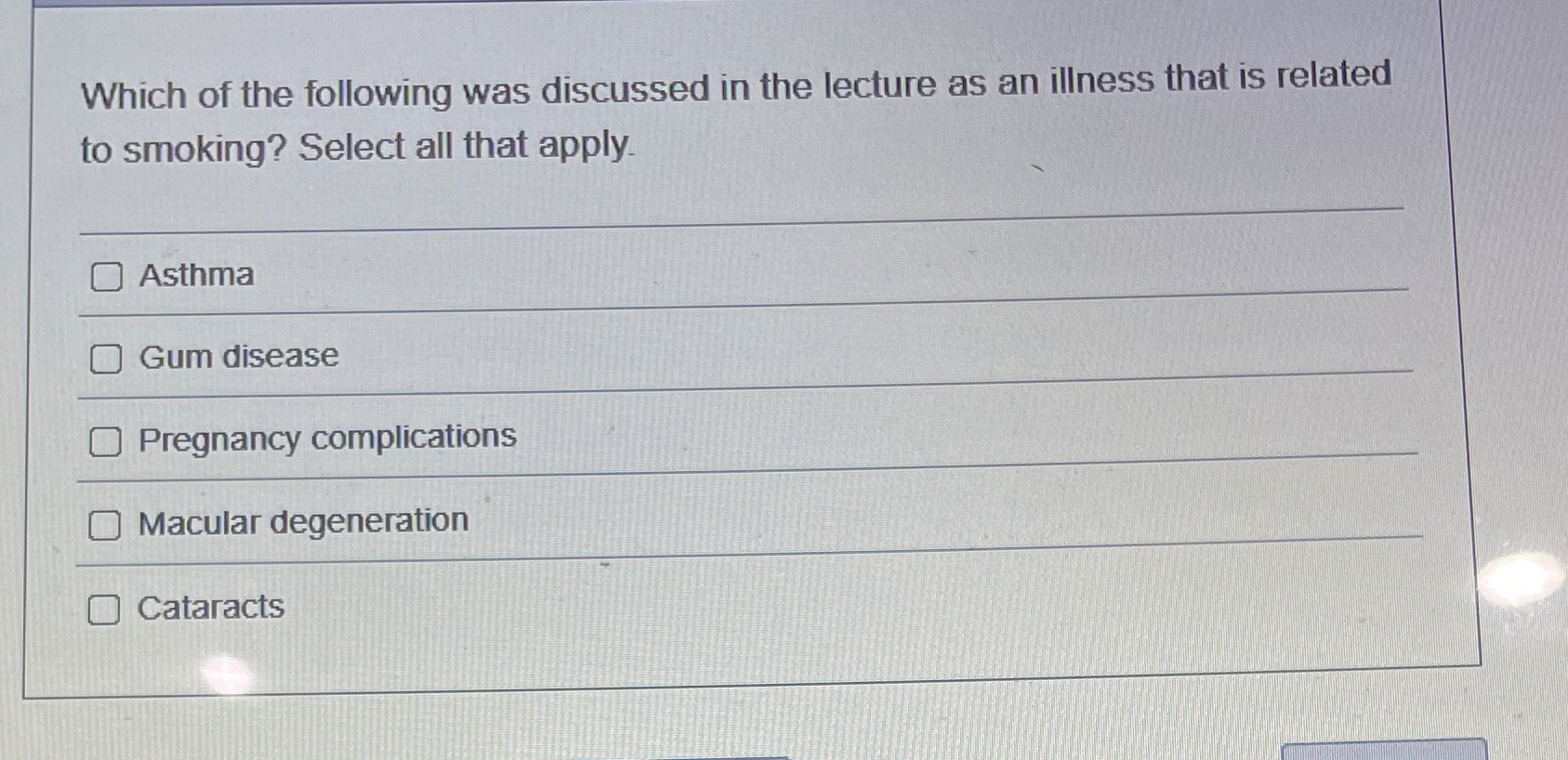 Solved Which of the following was discussed in the lecture | Chegg.com