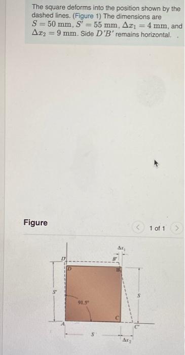 Solved The square deforms into the position shown by the | Chegg.com