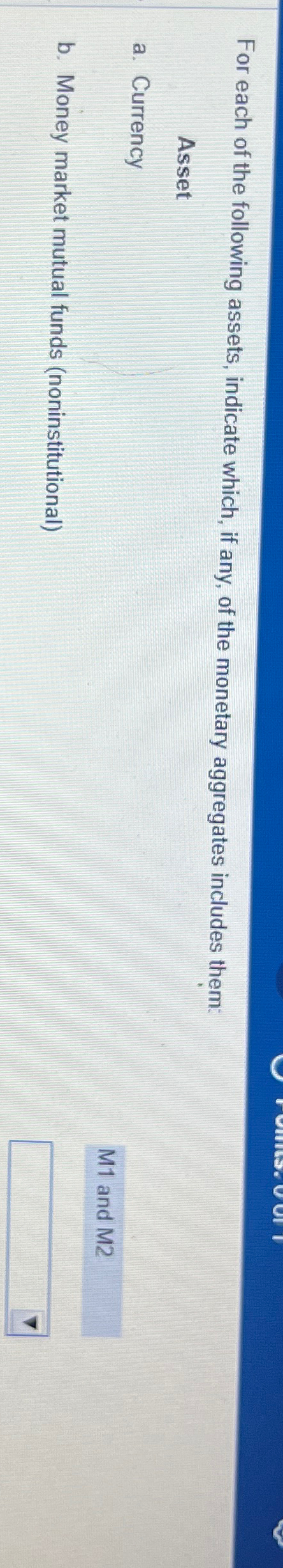 Solved For each of the following assets, indicate which, if | Chegg.com