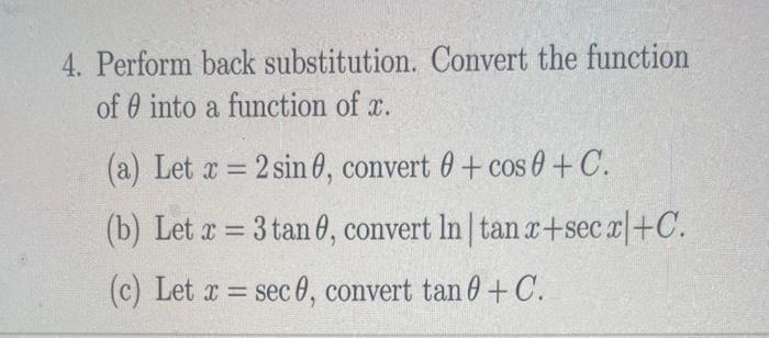 Solved 4. Perform back substitution. Convert the function of | Chegg.com