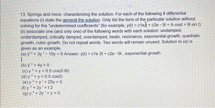 Solved 13. Springs and more: characterizing the solution. | Chegg.com