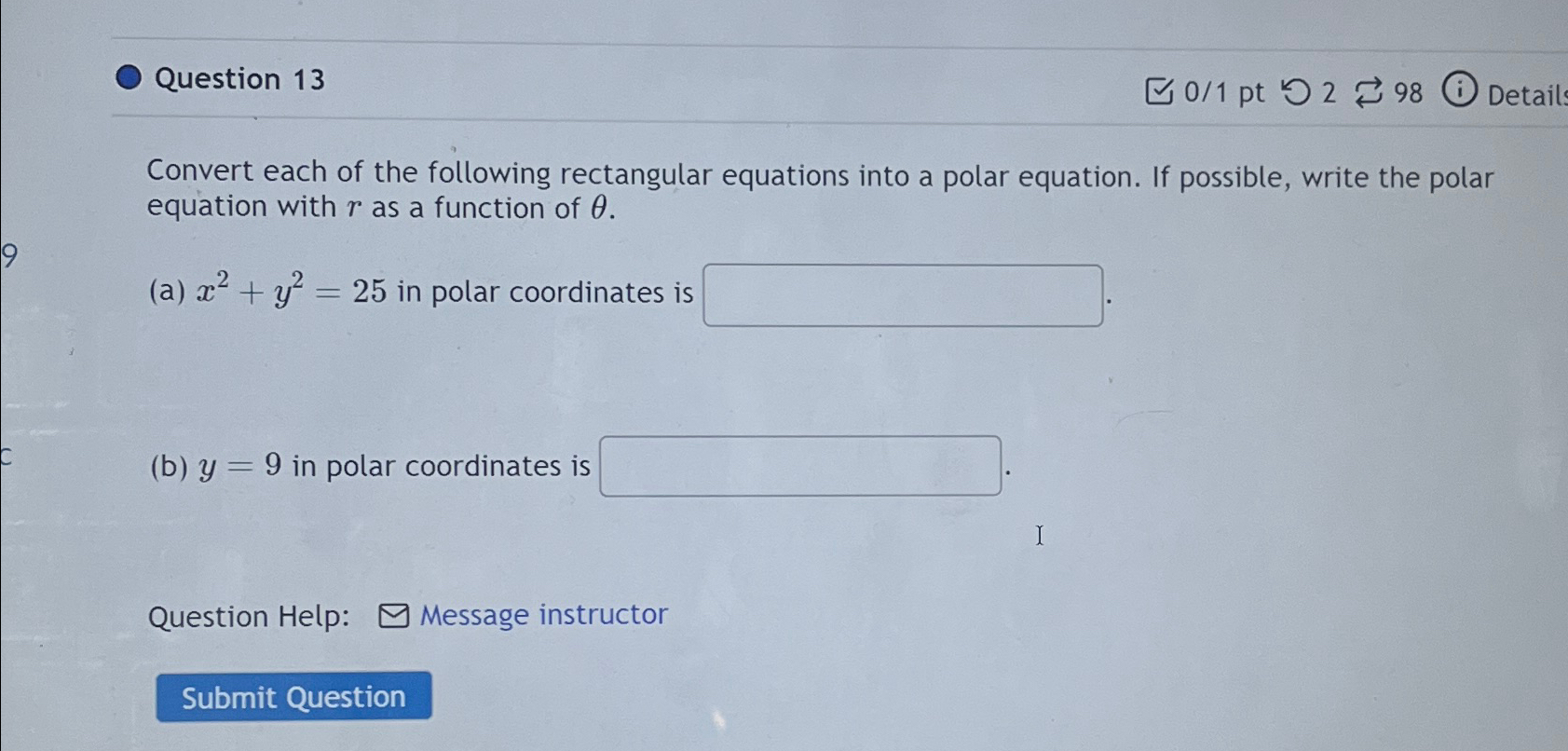 Solved Question 1301pt298DetailConvert each of the following | Chegg.com