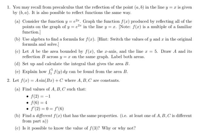 Solved 1. You may recall from precalculus that the | Chegg.com