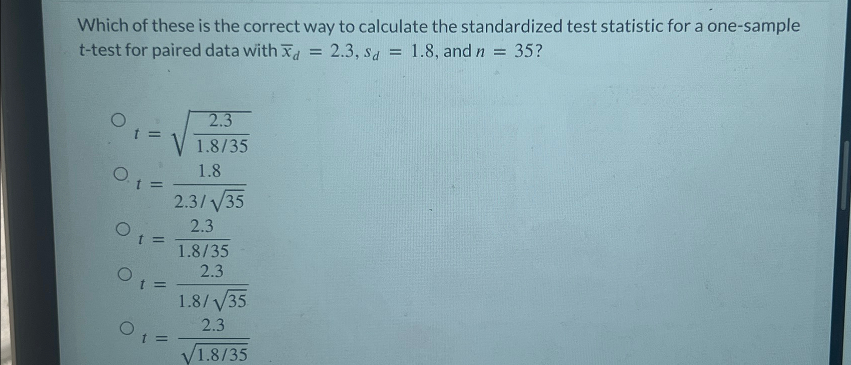 Solved Which of these is the correct way to calculate the | Chegg.com