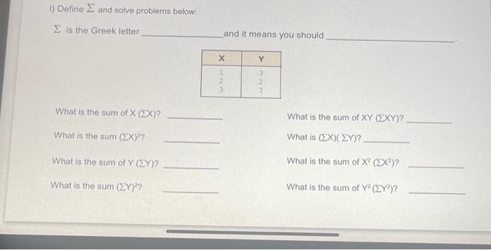 Solved 1) Define Σ and solve problems below: Σ is the Greek | Chegg.com