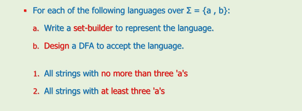 For each of the following languages over Σ={a,b} ﻿:a. | Chegg.com