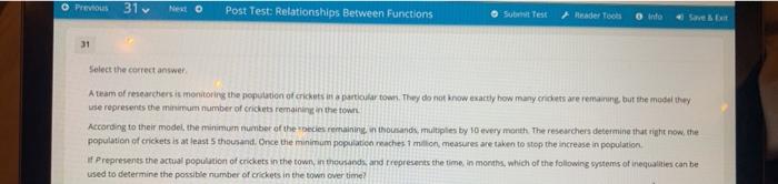Solved O Previous 31 Next Post Test: Relationships Between | Chegg.com