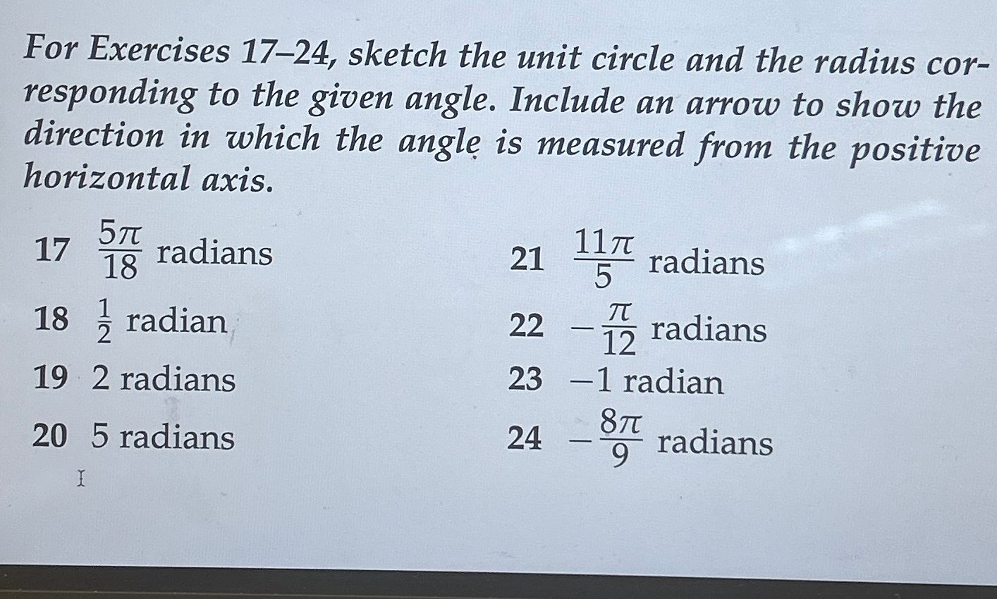 Solved For Exercises 17-24, ﻿sketch the unit circle and the | Chegg.com