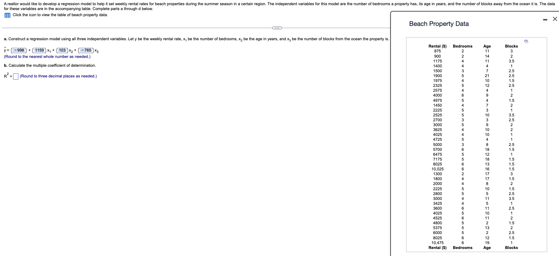 Solved for these variables are in the accompanying table. | Chegg.com