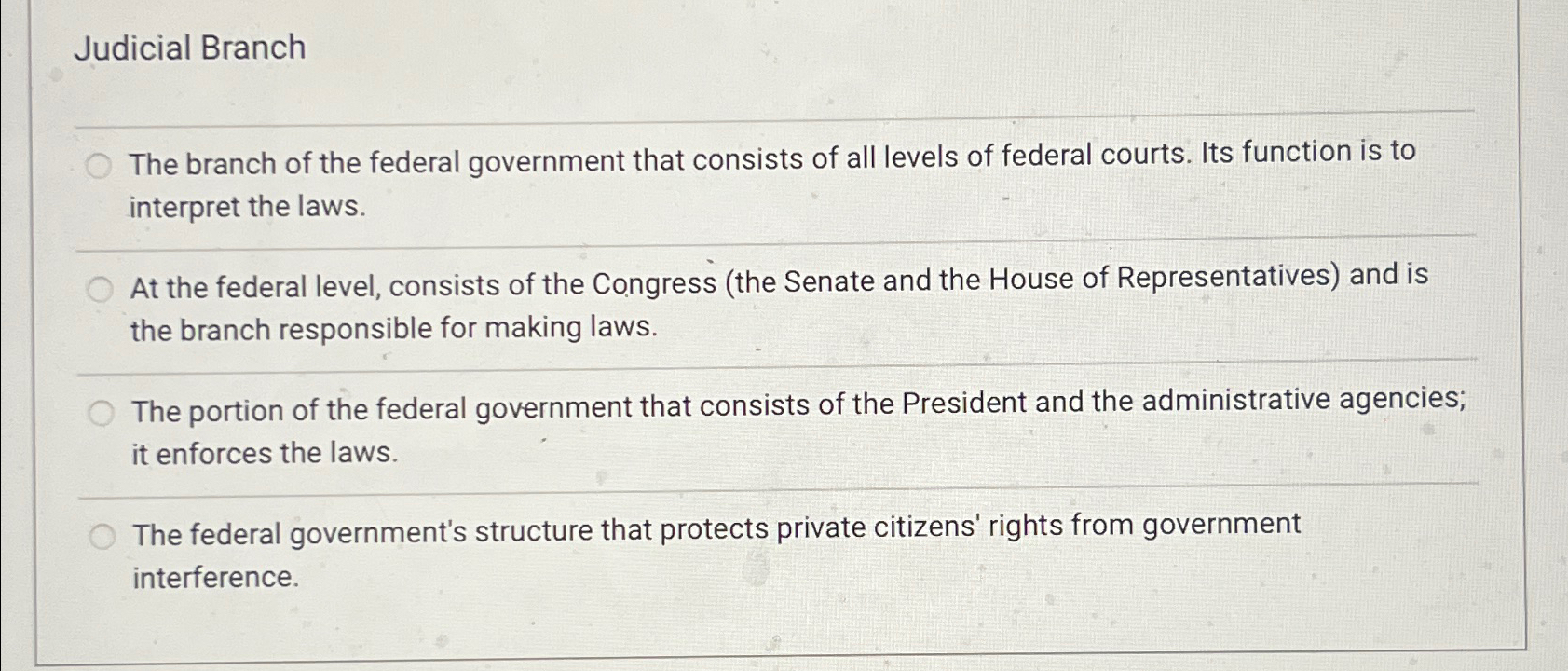 Solved Judicial BranchThe branch of the federal government | Chegg.com