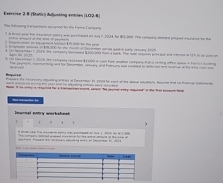 Solved Exercise 2-8 (Static) ﻿Adjusting entries [LO2-6]The | Chegg.com