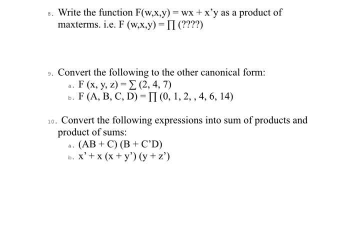 Solved a. 1. How many literals are in each of the following | Chegg.com