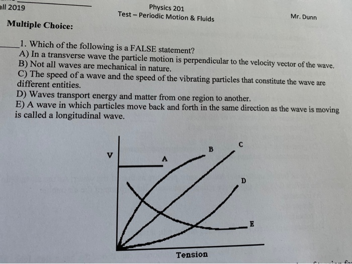 Solved all 2019 Physics 201 Test - Periodic Motion & Fluids | Chegg.com