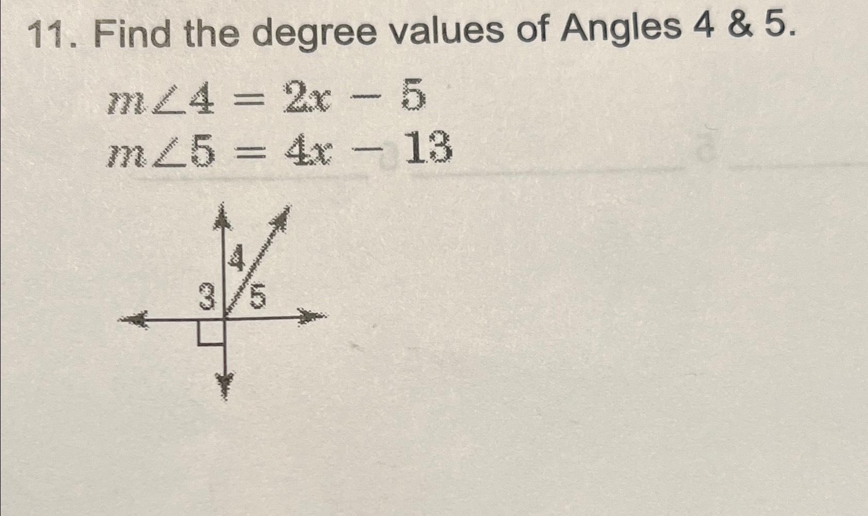 Solved Find the degree values of Angles | Chegg.com