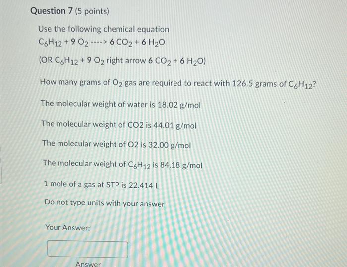Solved Use the following chemical equation | Chegg.com