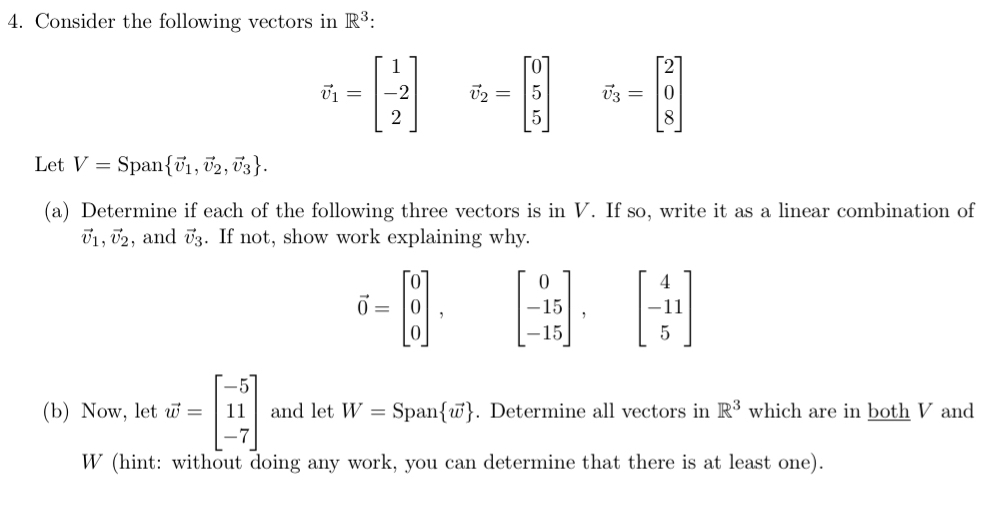 Consider the following vectors in R3 | Chegg.com