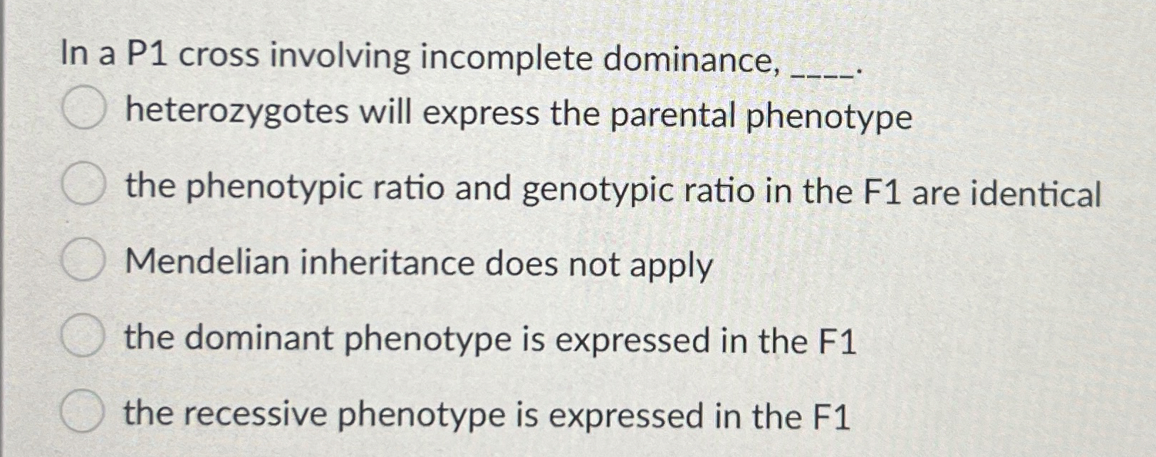 Solved In a P1 ﻿cross involving incomplete | Chegg.com